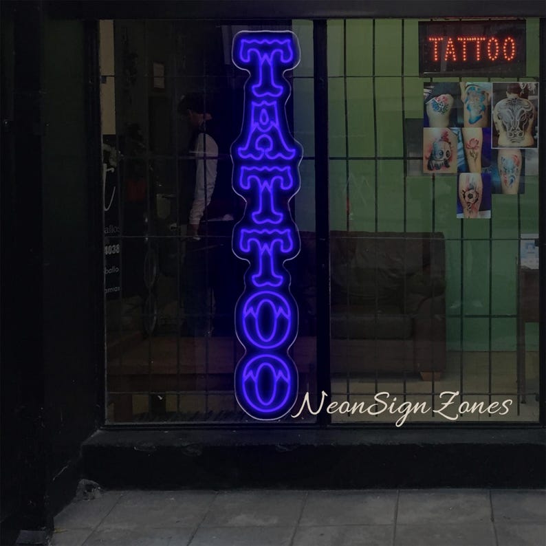 Tattoo Neon Sign, Custom Vertical LED Light for Tattoo Studio Wall ...