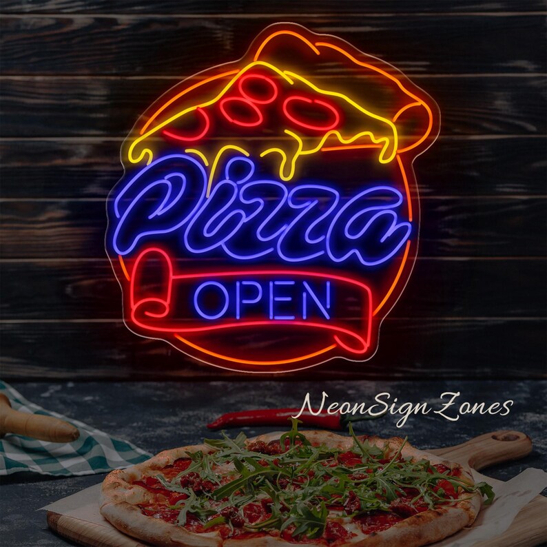 Custom Pizza OPEN Neon Sign LED Light for Restaurant Wall Decor and ...