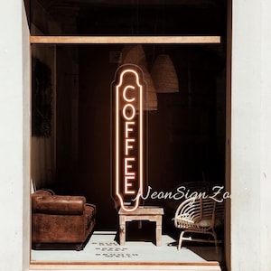 Vertical Coffee Neon Sign: LED Cafe Wall Decor - Etsy