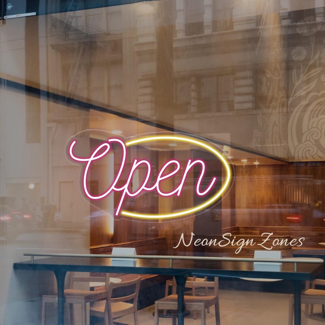 Custom Open Neon LED Sign With Oval Frame for Business Shop or Cafe ...