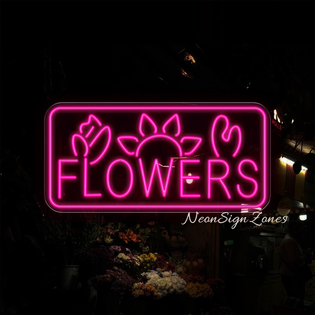 Custom FLOWERS Neon Sign Floral Wall Decor Storefront Signage Gift for ...