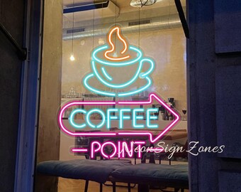 Cute Coffee Cup Neon Sign LED Cafe Wall Art Barista Kitchen Coffee Shop ...