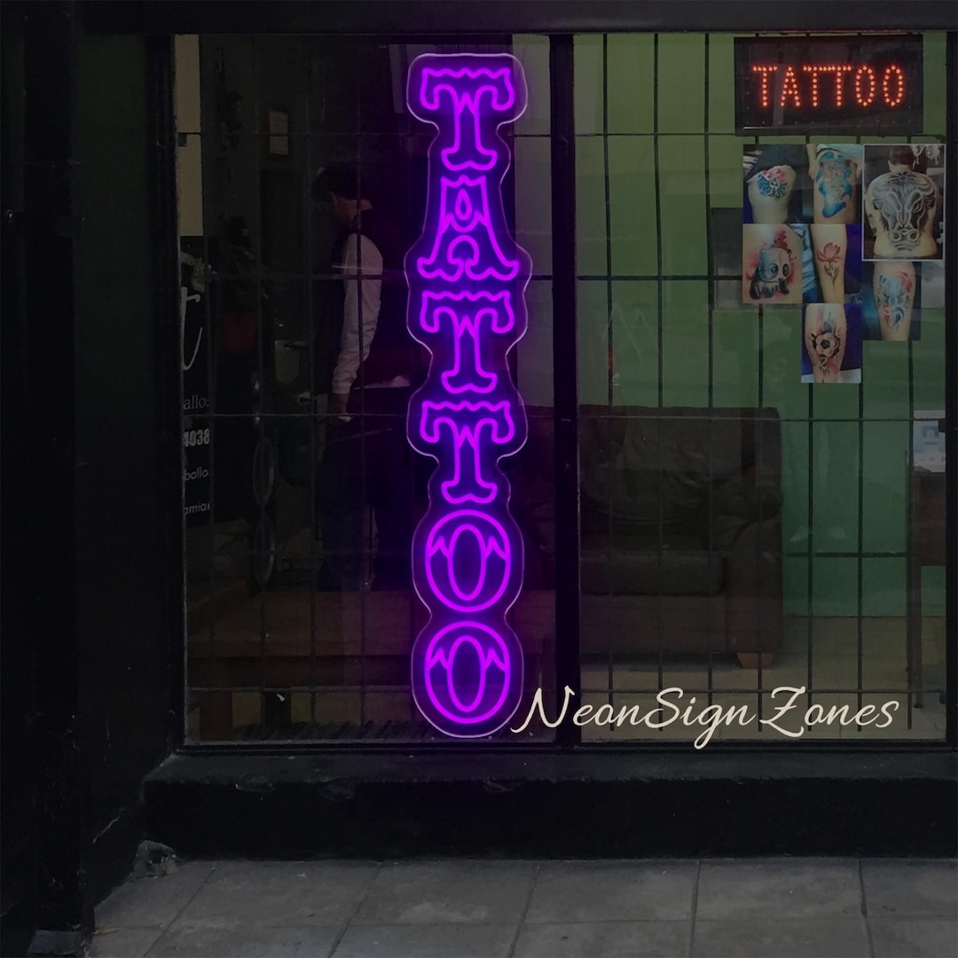 Tattoo Neon Sign, Custom Vertical LED Light for Tattoo Studio Wall ...