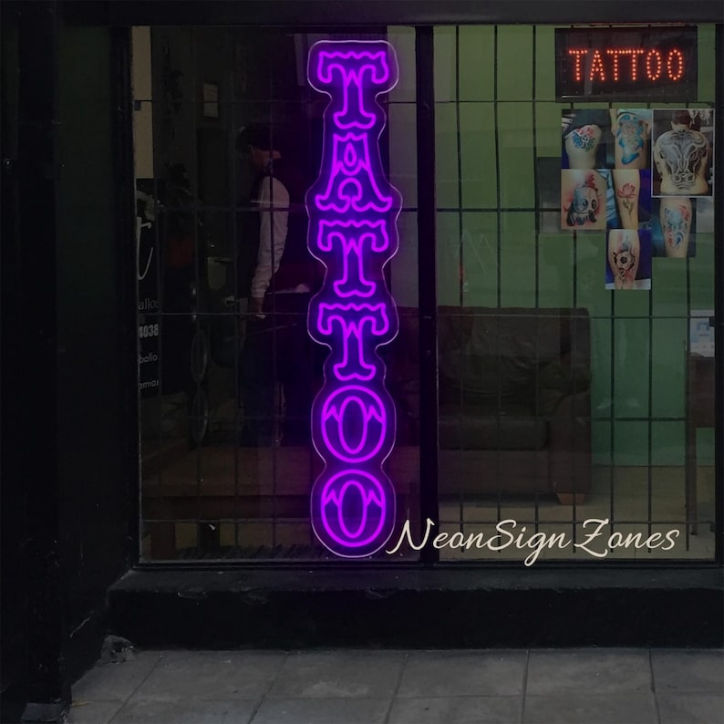 Tattoo Neon Sign, Custom Vertical LED Light for Tattoo Studio Wall ...