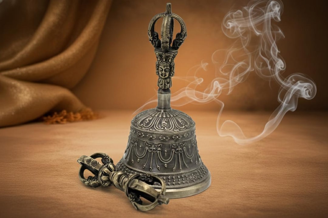 Handcrafted Tibetan Vajra Bell From Nepal | Buddhist Ritual Bell ...