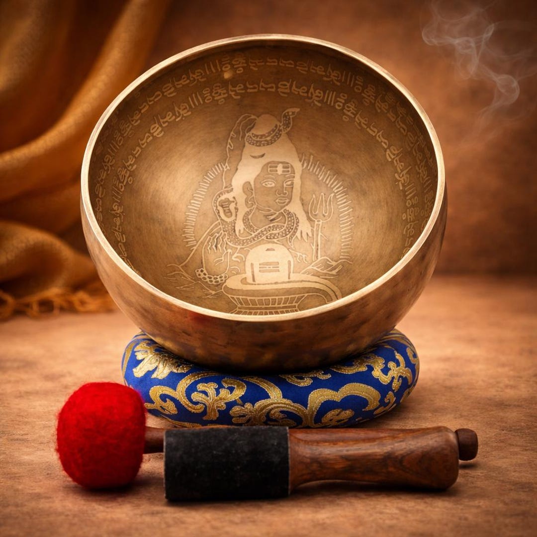 Handcrafted Lord Shiva Tibetan Singing Bowl | Sacred Mantra Sound ...