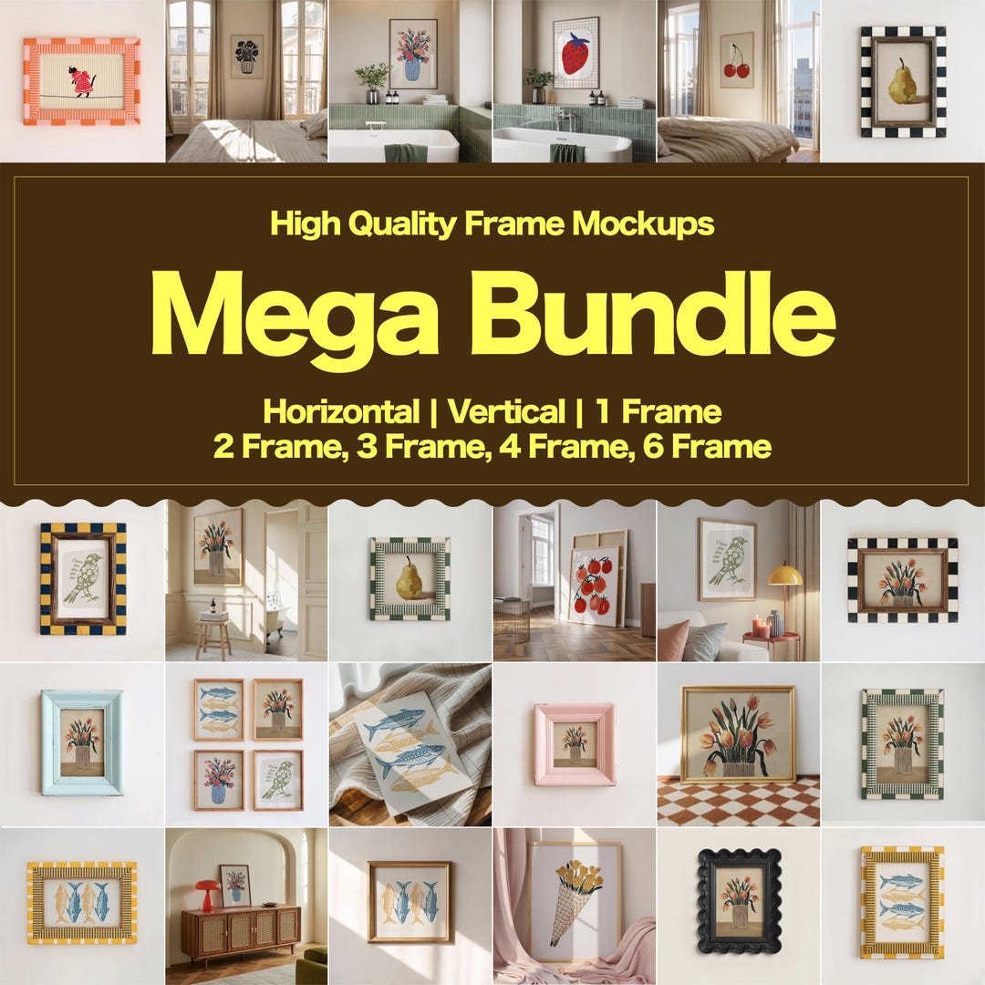 Mega Bundle Frame Mockups, Modern + Retro Frame Templates, Frame Mockup ...