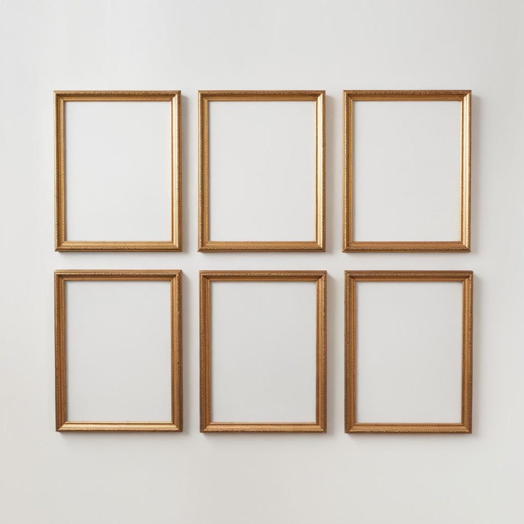 Gallery Frame Mockup, Simple Gallery Mockup, Gold Artwork Frame, 3x4 ...