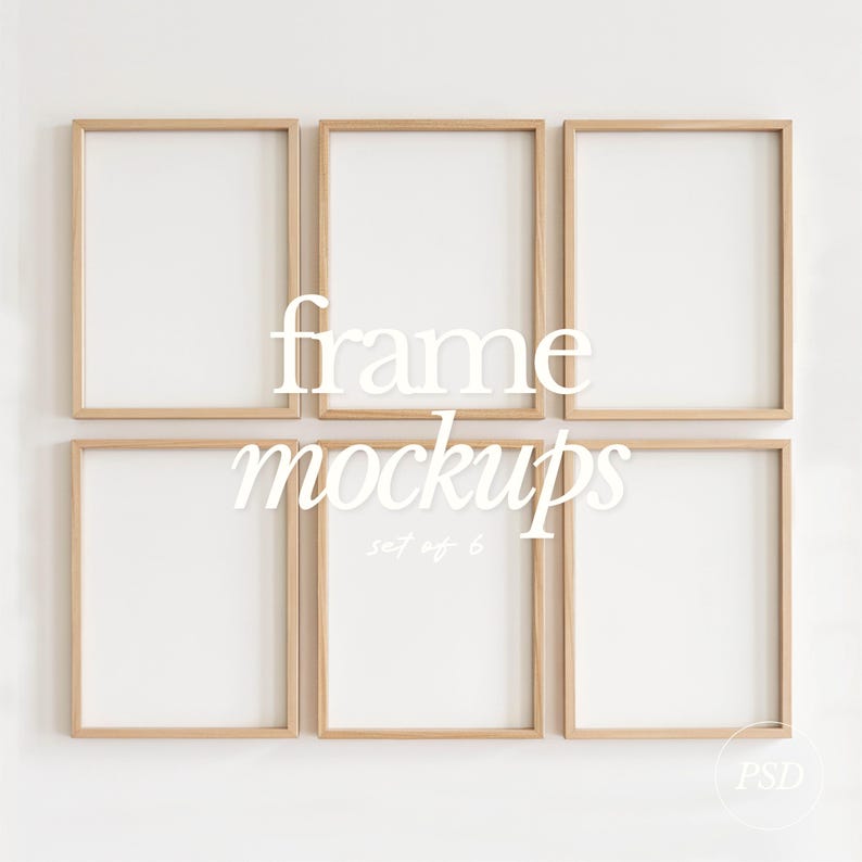 6 Frame Mockup, Boho Mockup, Wood Frame Mockup, Modern Frame Mock Up ...