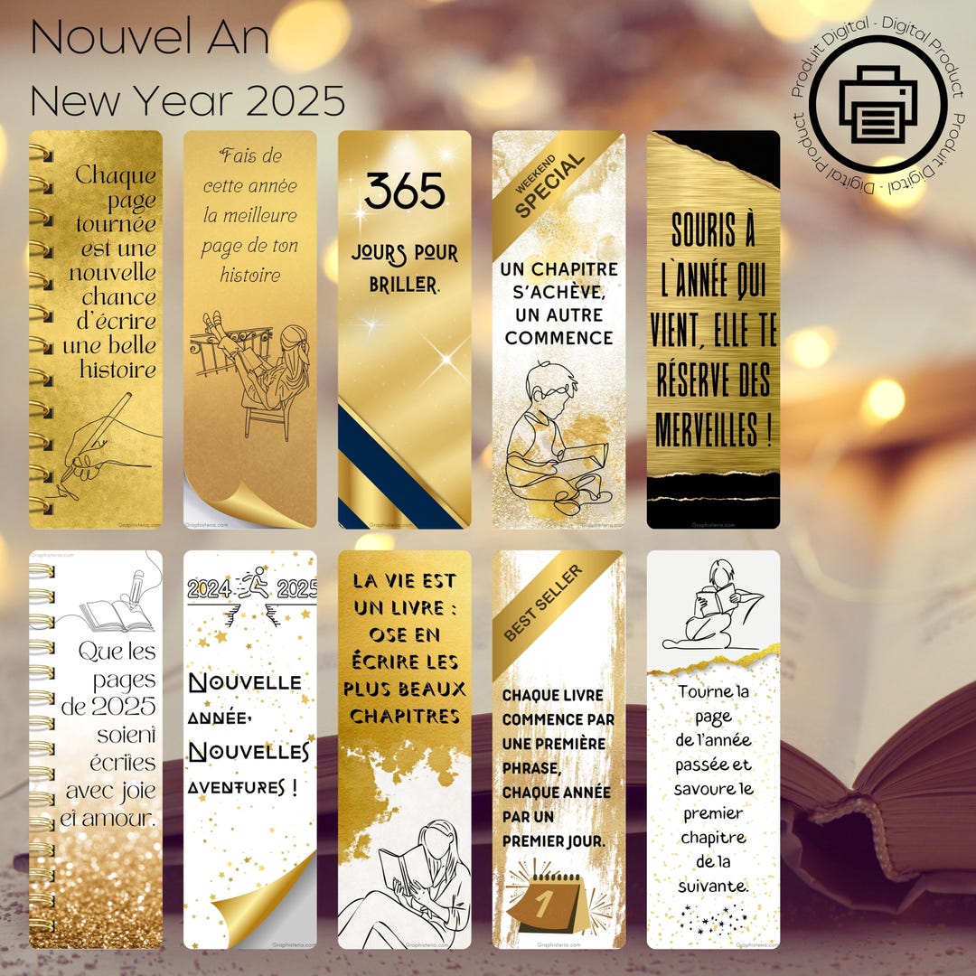 10 Bookmarks New Year 2025 - Etsy
