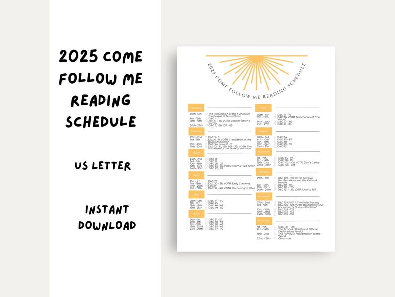 Come Follow Me 2025 Reading Schedule PLUS Bookmark | LDS Doctrine ...