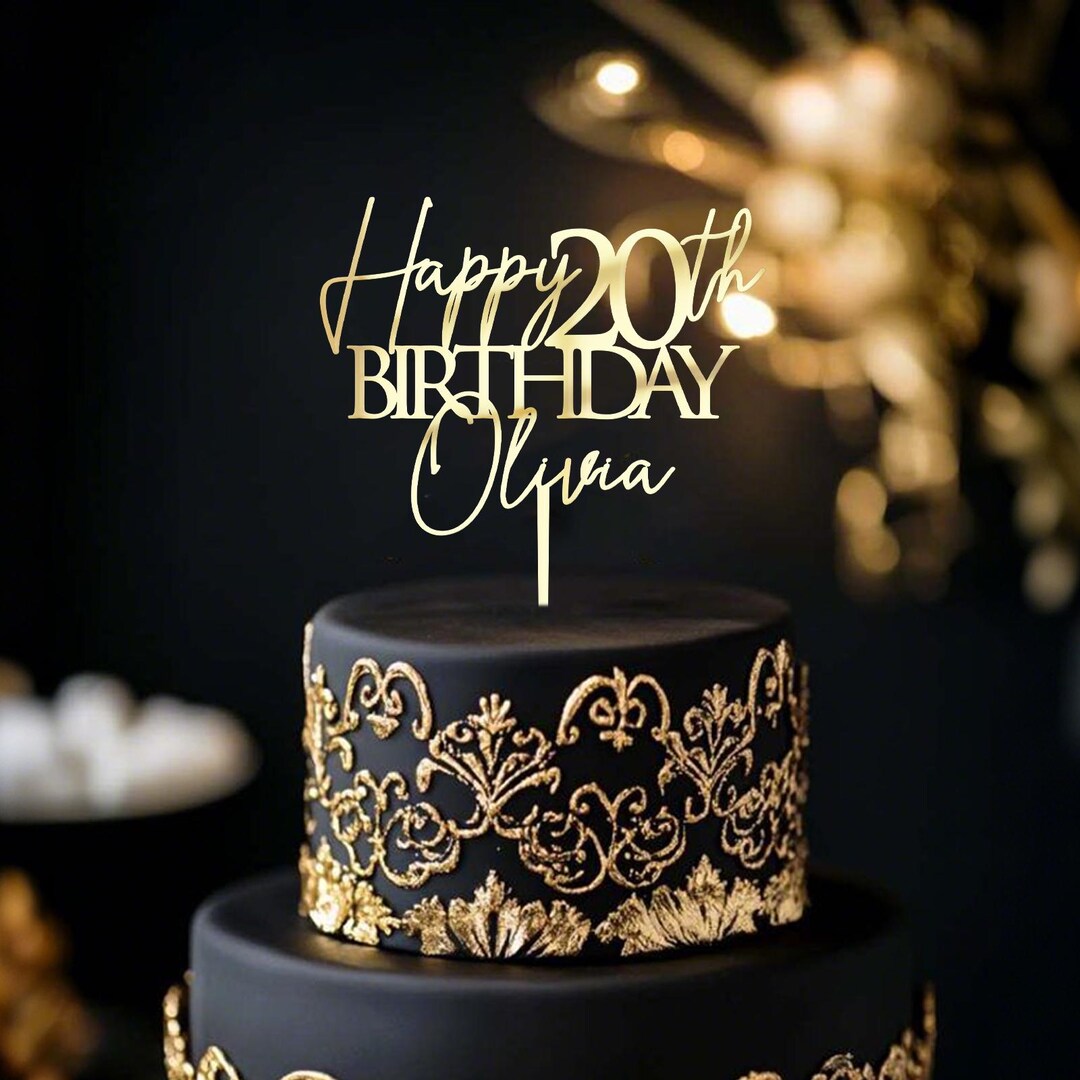 Happy 20th Birthday Cake Topper, Personalized 20th Anniversary Rustic ...
