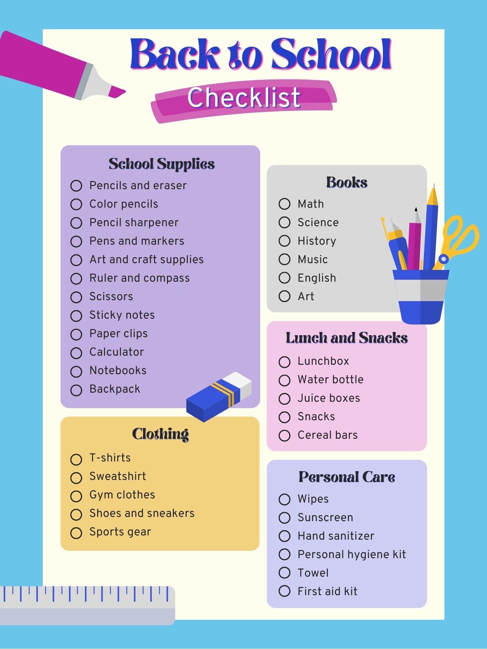 Ready for School Routine Chart for Kids, Back to School Checklist ...