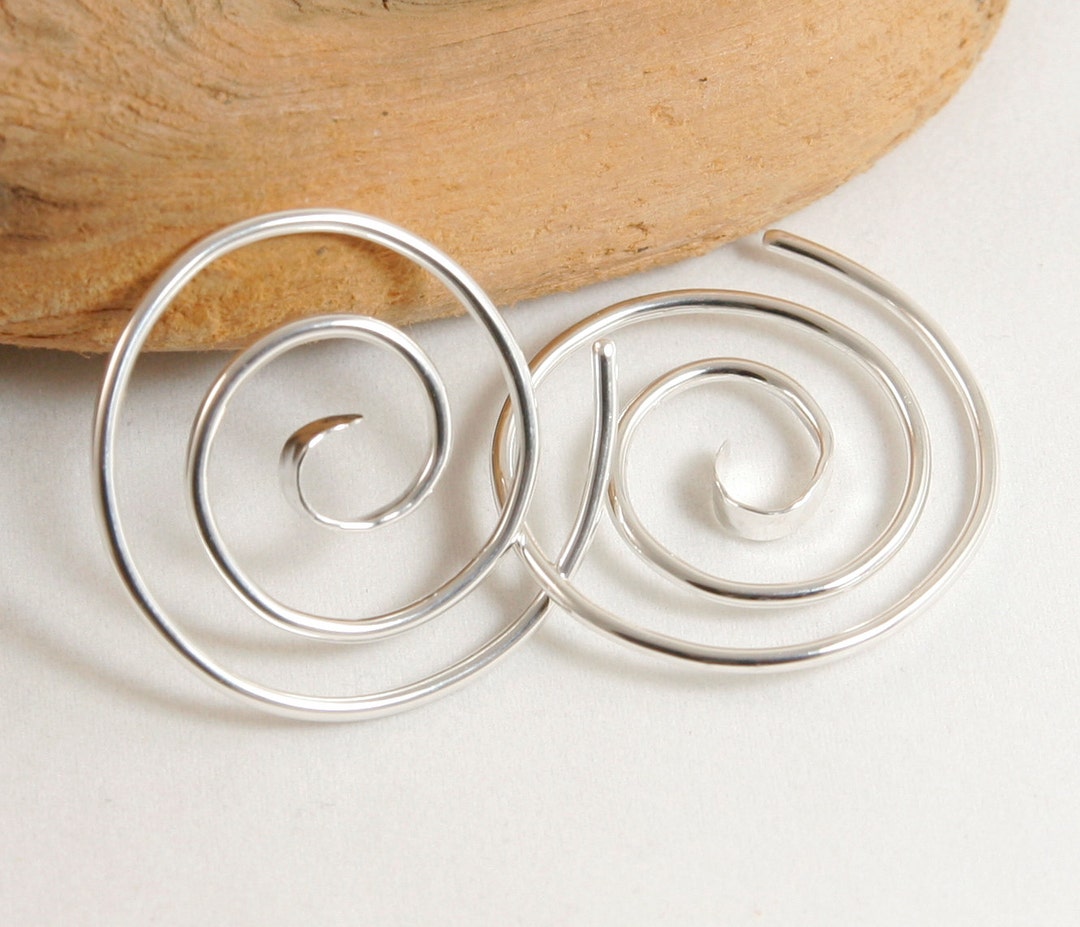 Double Spiral Gauged Earrings, Sterling Silver 14 Gauge 16 Gauge 12g ...