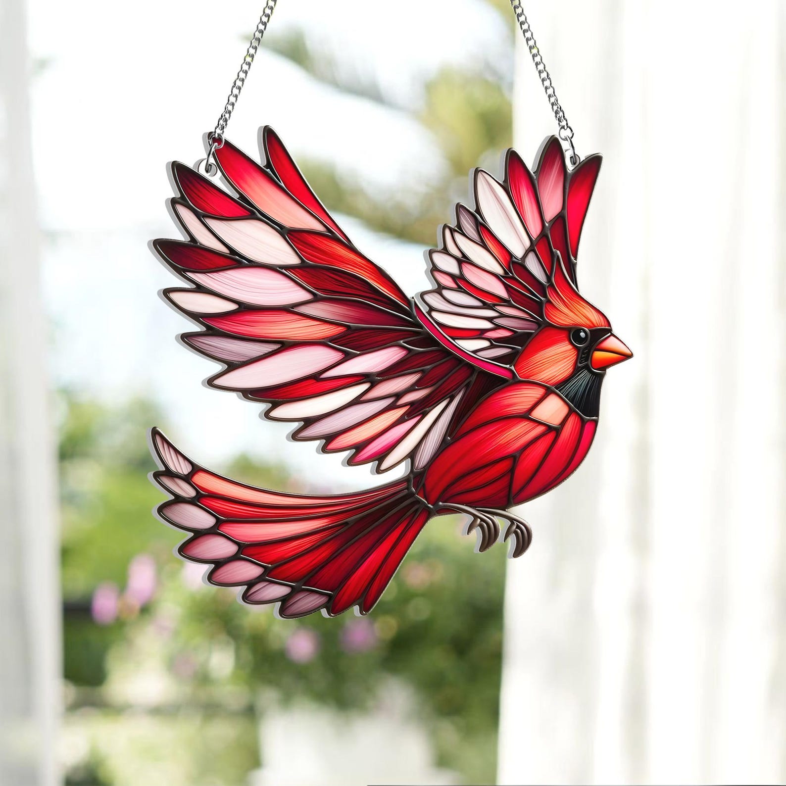Red Cardinal Suncatcher, Cardinal Acrylic Window Hanging, Cardinal ...