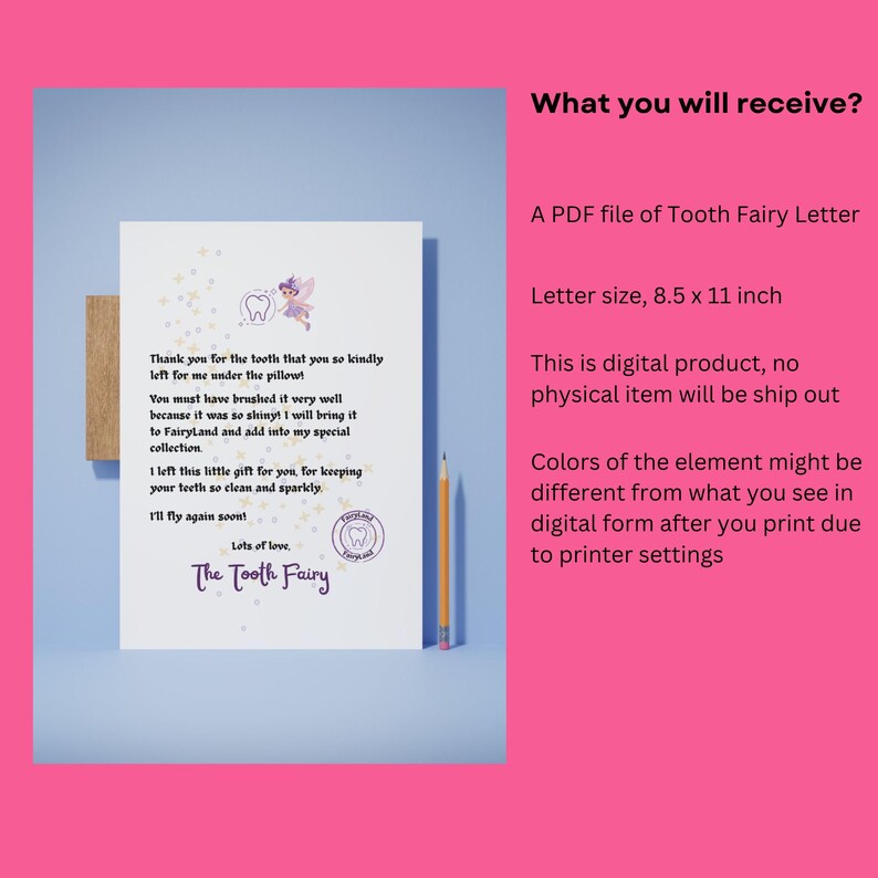 Charming Tooth Fairy Note Collection, Tooth Fairy Letter, Tooth Fairy ...
