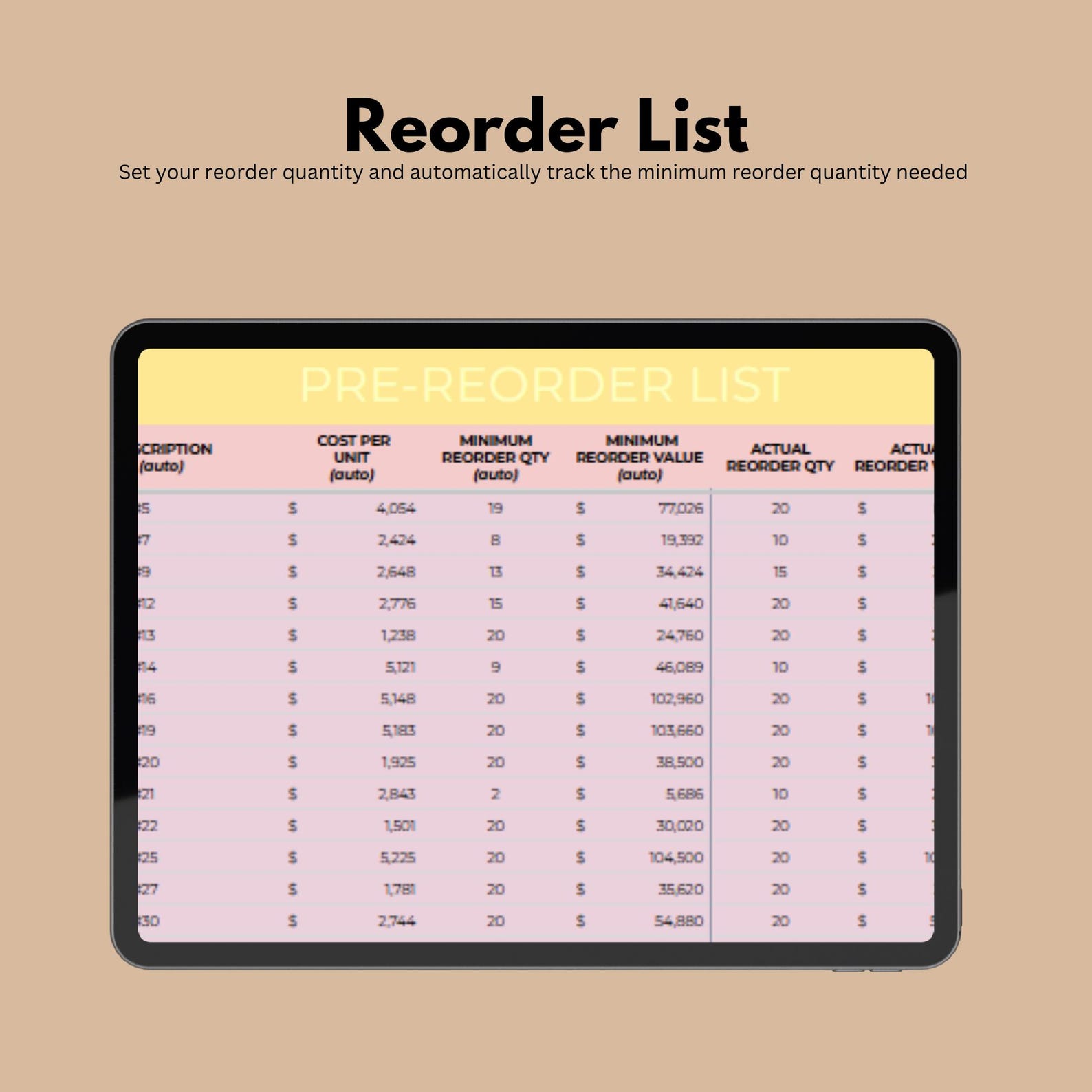 Inventory Tracker, Spreadsheet for Small Business, Inventory Template ...