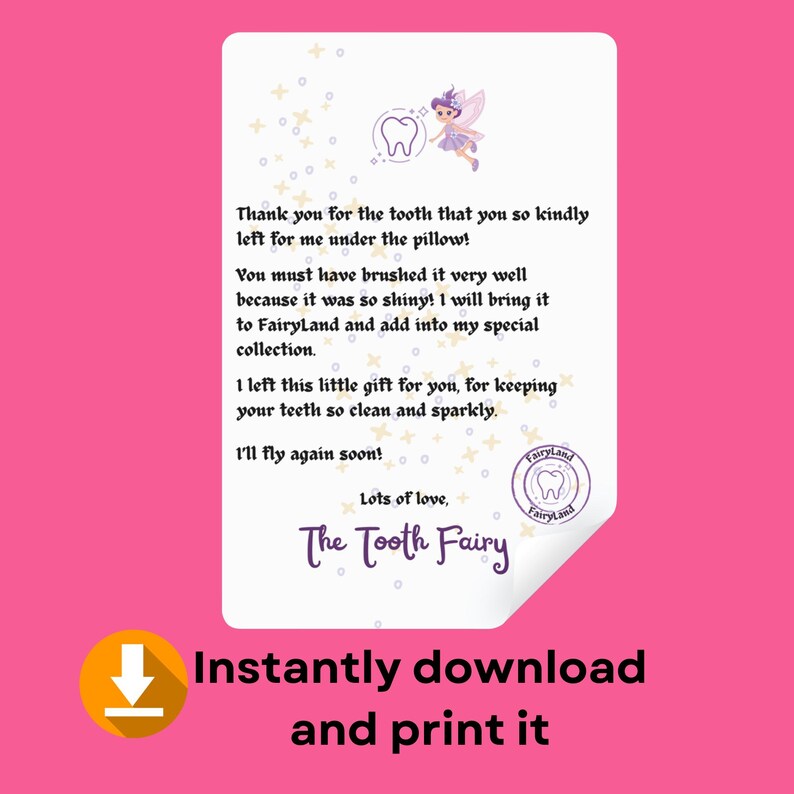 Charming Tooth Fairy Note Collection, Tooth Fairy Letter, Tooth Fairy ...