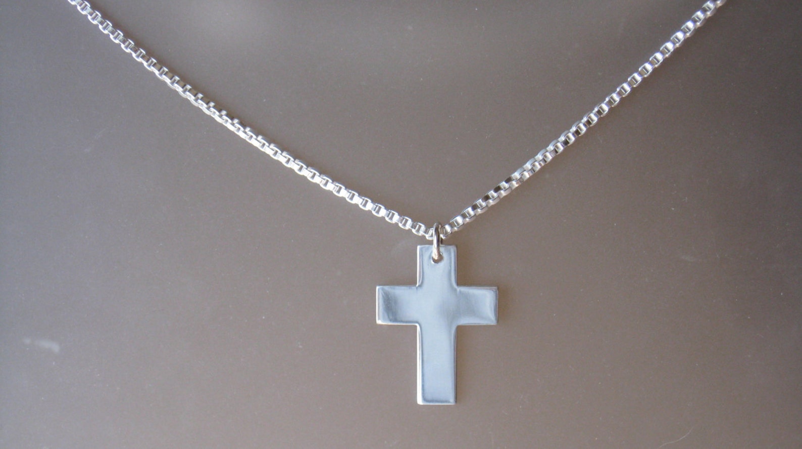 Diamond cut box chain with large cross Necklace Christian | Etsy