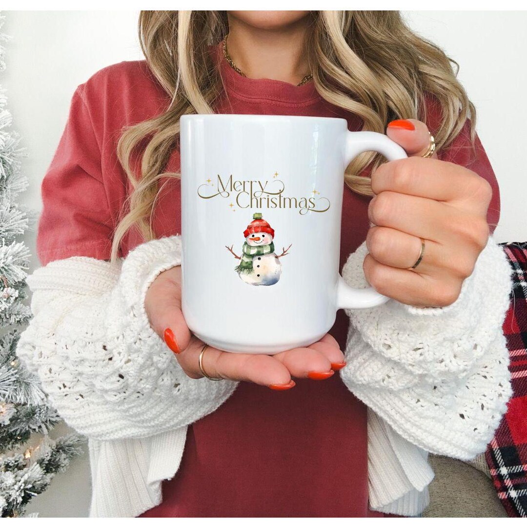 Snowman Ceramic Mug, Adorable Winter Coffee Cup, Cute Holiday Hot Cocoa ...