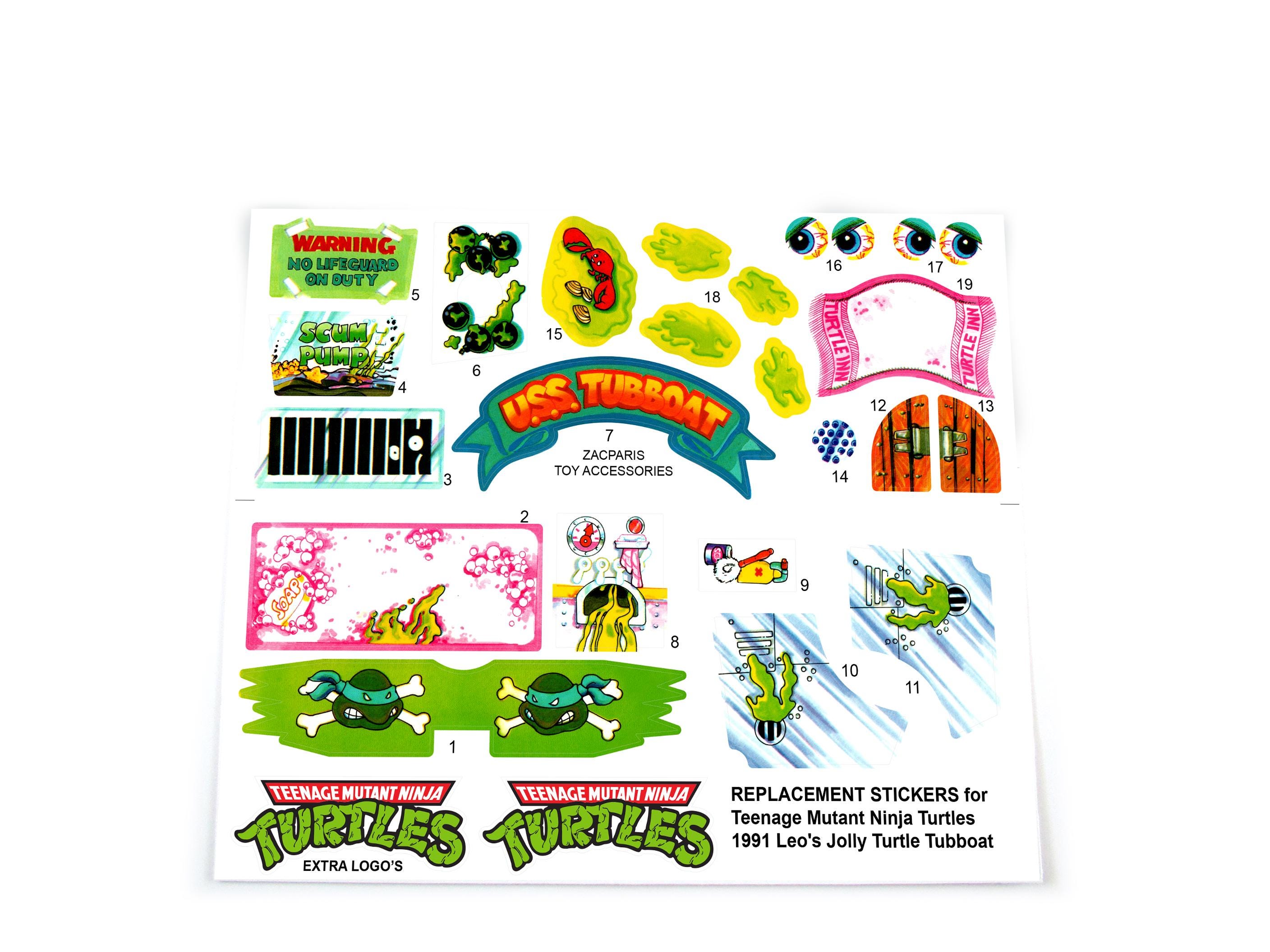 CUSTOM STICKERS for TMNT 1991 Leo's Jolly Turtle Tubboat Teenage Mutant ...
