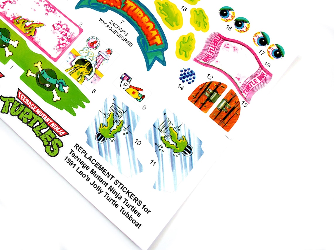 CUSTOM STICKERS for TMNT 1991 Leo's Jolly Turtle Tubboat Teenage Mutant ...