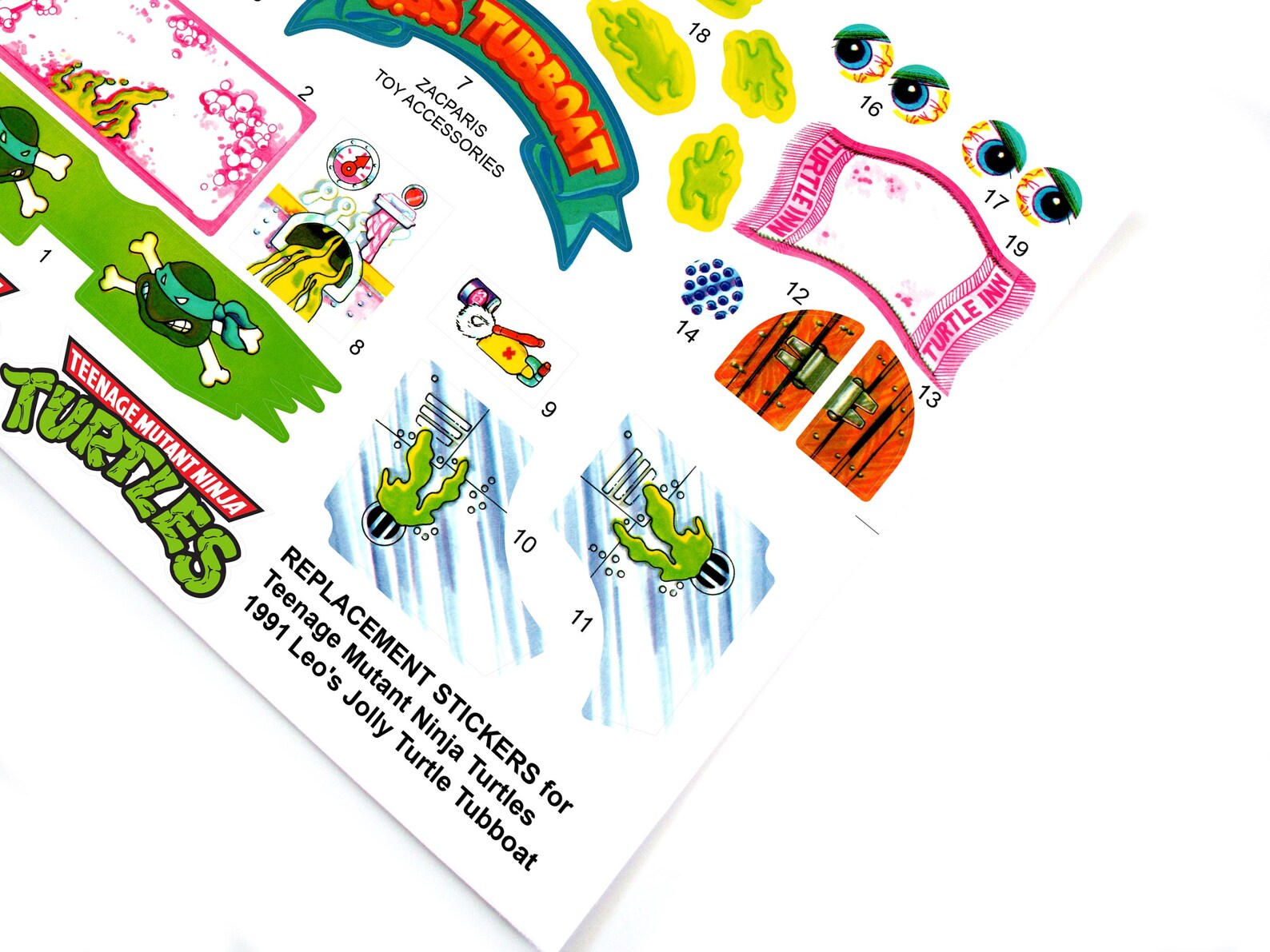 CUSTOM STICKERS for TMNT 1991 Leo's Jolly Turtle Tubboat Teenage Mutant ...