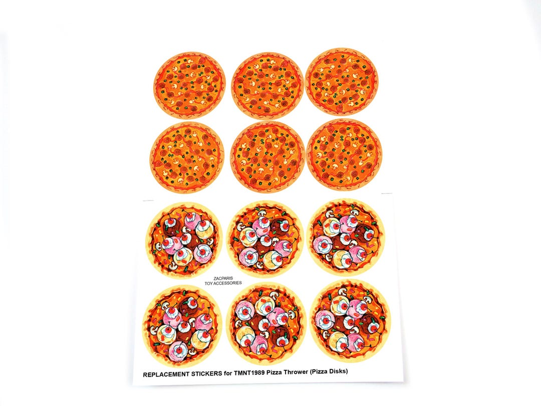 CUSTOM STICKERS for TMNT 1989 Pizza Thrower Disks Parts Teenage Mutant ...