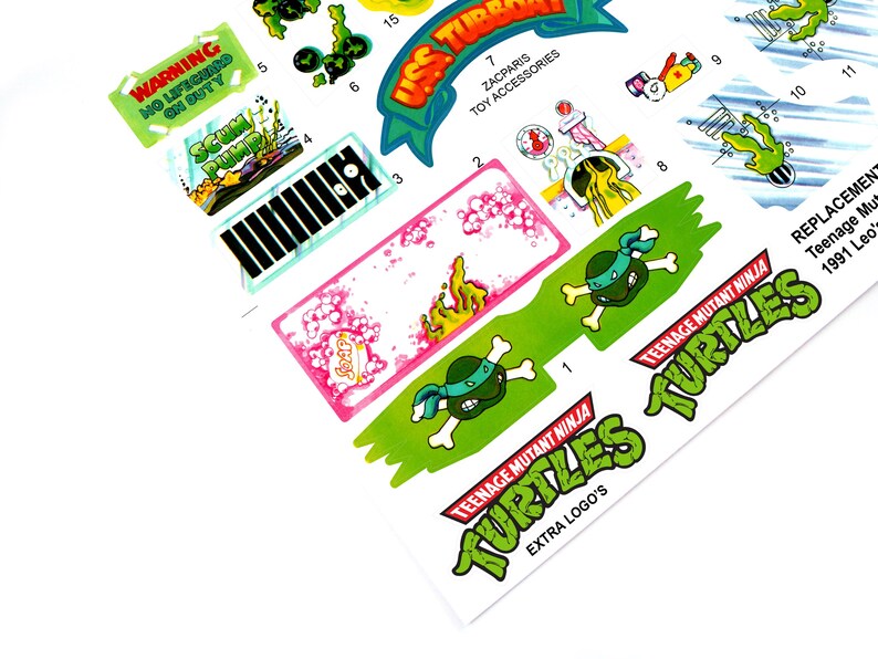CUSTOM STICKERS for TMNT 1991 Leo's Jolly Turtle Tubboat Teenage Mutant ...