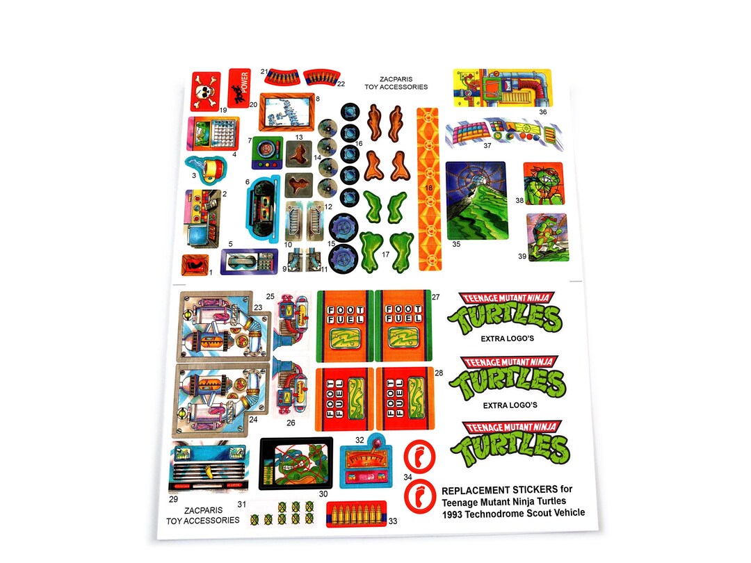 CUSTOM STICKERS for TMNT 1993 Technodrome Scout Vehicle Teenage Mutant ...