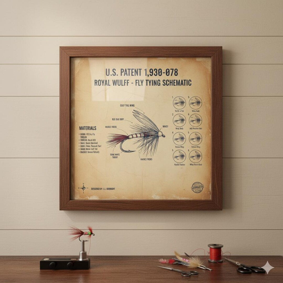 Royal Wulff Fly Tying Blueprint Schematic Art | Vintage Fly Fishing ...