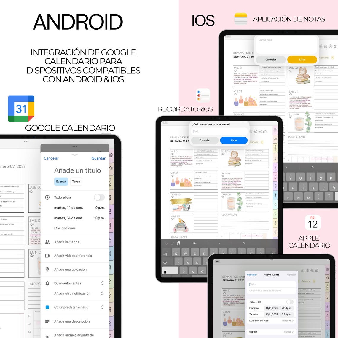 Spanish 2025 Digital Planner for iPad & Tablet, Apple and Google ...