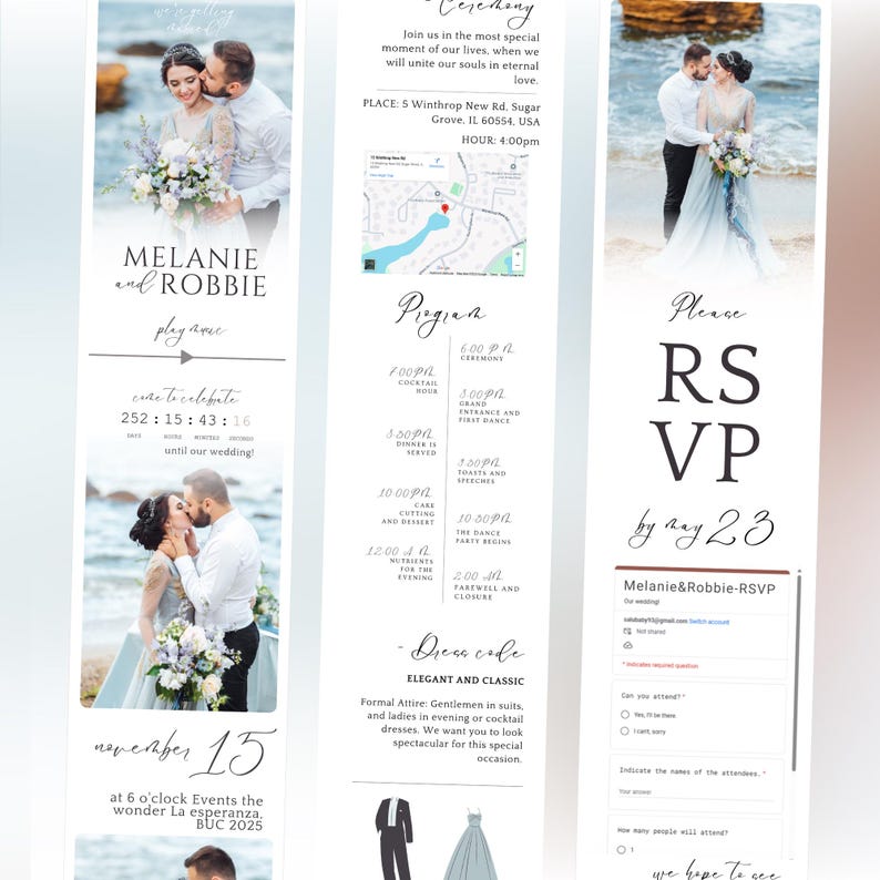 Digital Wedding Invitation: RSVP, Countdown, Map - Canva Template - Etsy