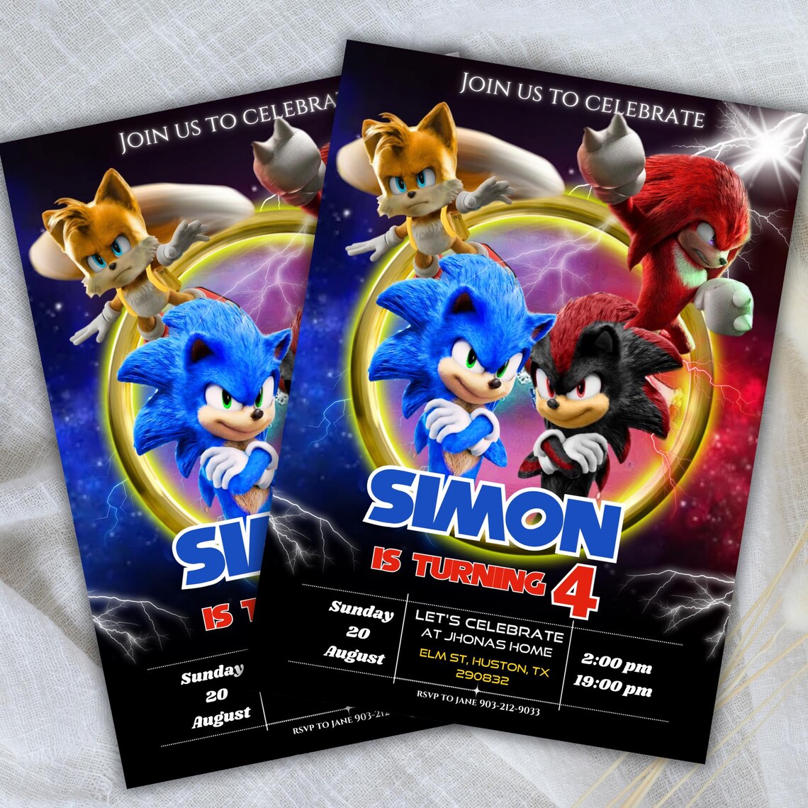 Sonic 3 Birthday Invitation, Super Hedgehog Boys Party Invitation ...