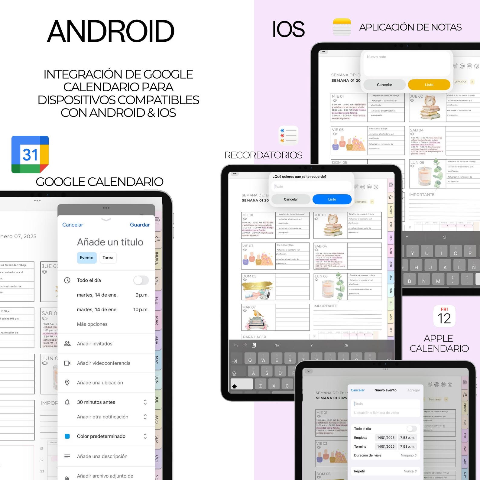 Spanish 2025 Digital Planner: iPad & Tablet, Google Calendar (digital ...