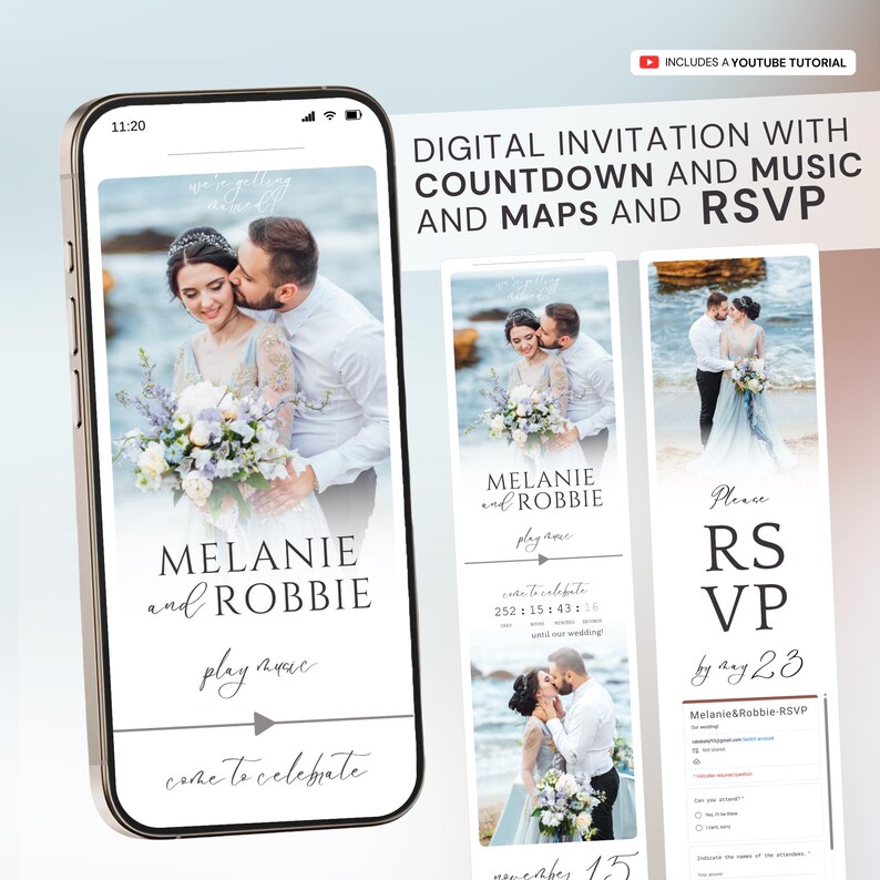 Digital Wedding Invitation: RSVP, Countdown, Map - Canva Template - Etsy