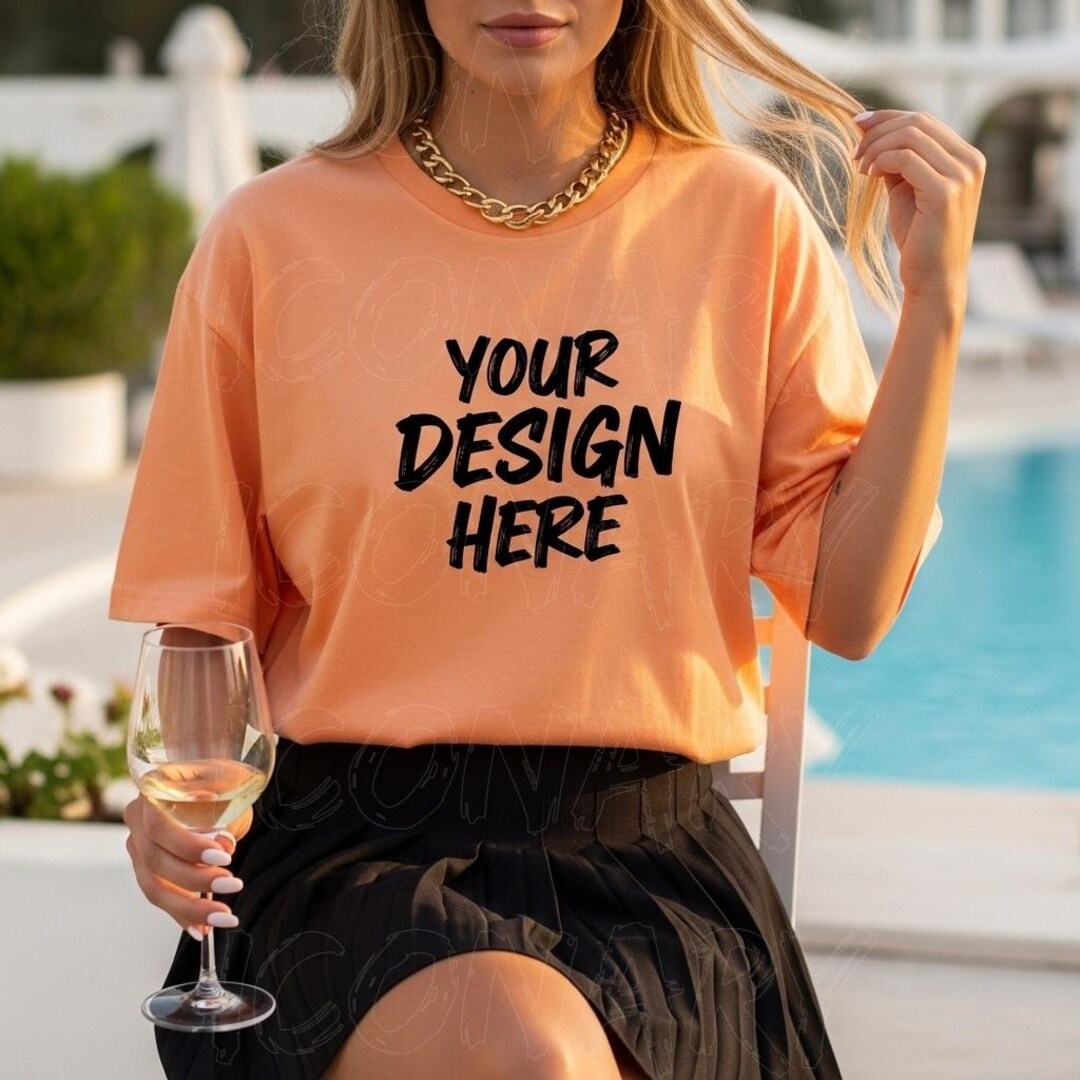 Comfort Colors C1717 Melon Shirt Mockup, Orange C1717 Mock, Comfort ...