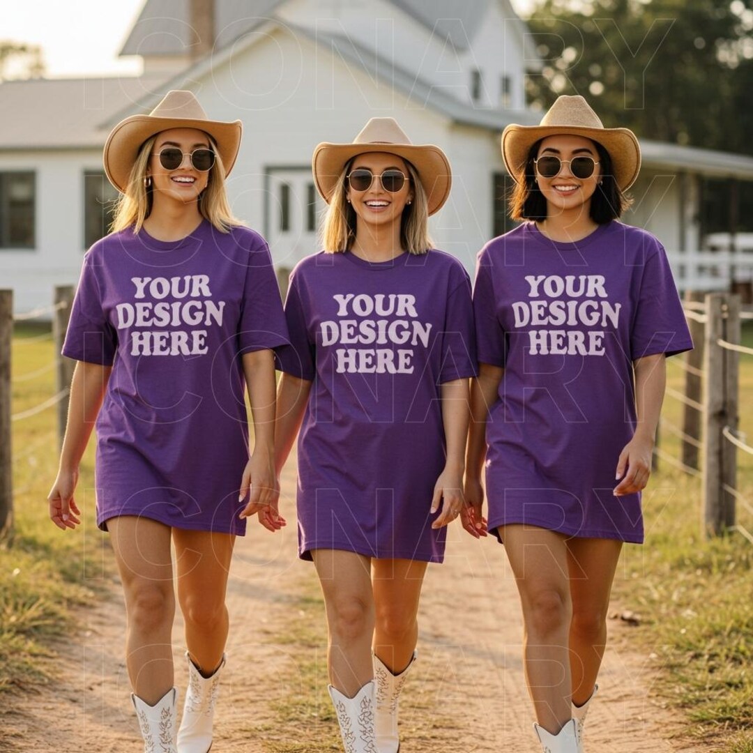 Grape Cowgirl Group T-shirt Mockup Comfort Colors C1717 Mockup C1717 ...