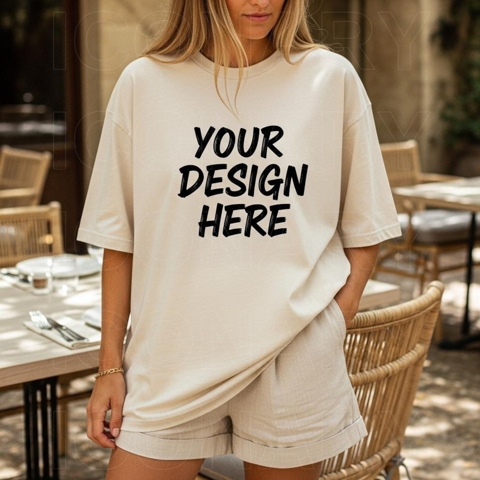 Comfort Colors Ivory Shirt Mockup C1717 Ivory Mock-up Realistic T-shirt ...