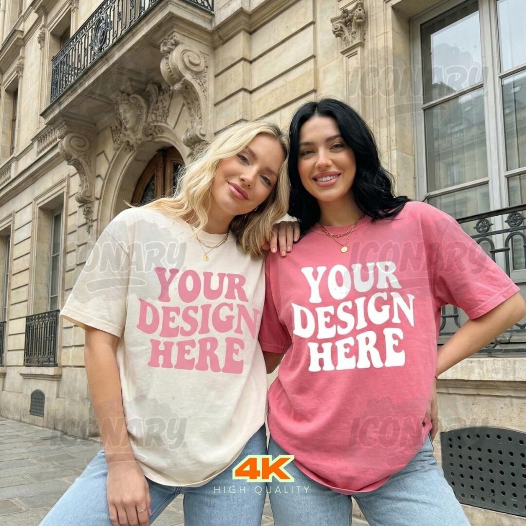 Comfort Colors C1717 Ivory & Crunchberry Group Shirt Mockup | 1717 ...