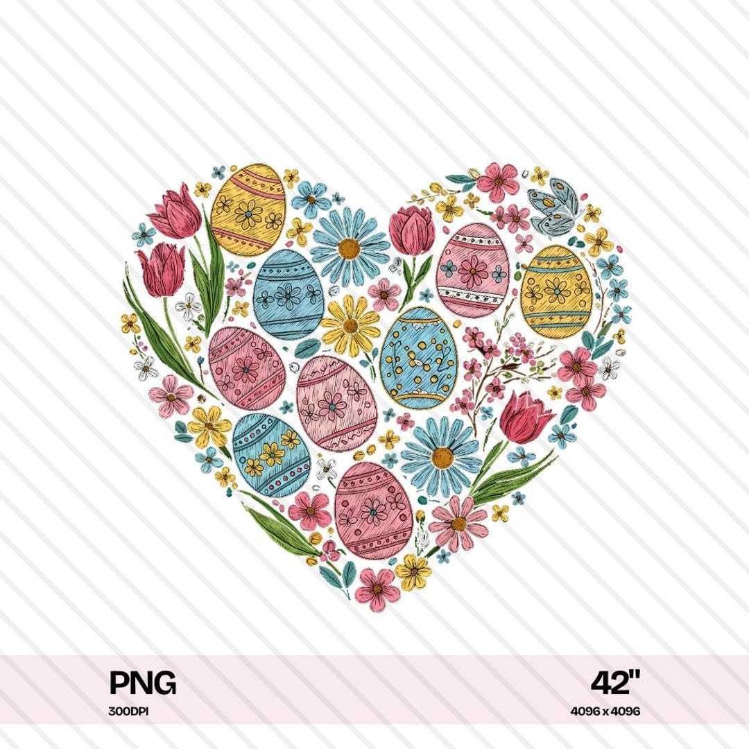 Easter Heart PNG, Brushstroke Heart Clipart, Coquette Easter PNG ...