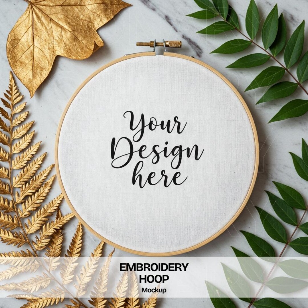 Embroidery Hoop Mockup, Blank White Fabric Mock Up, Custom Photo, Cross ...