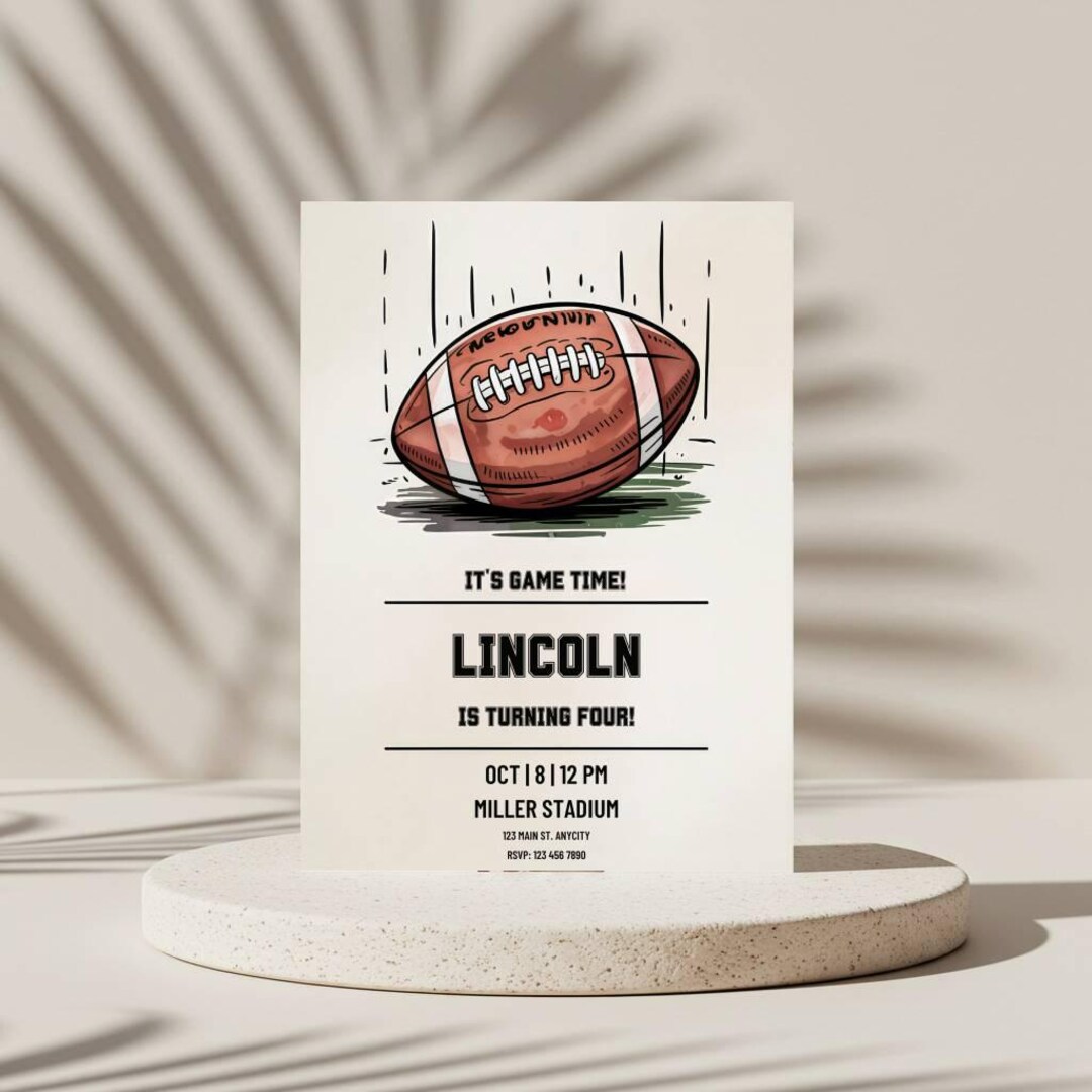 Football Birthday Invitation, Football Party Invitation, Game On ...