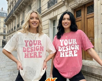 Comfort Colors C1717 Ivory & Crunchberry Group Shirt Mockup | 1717 ...