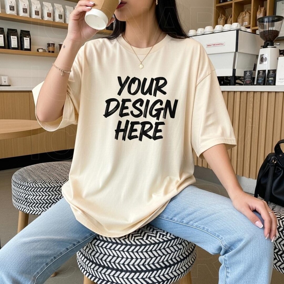 Comfort Colors Ivory Shirt Mockup C1717 Ivory Mock-up Blonde Model Mock ...