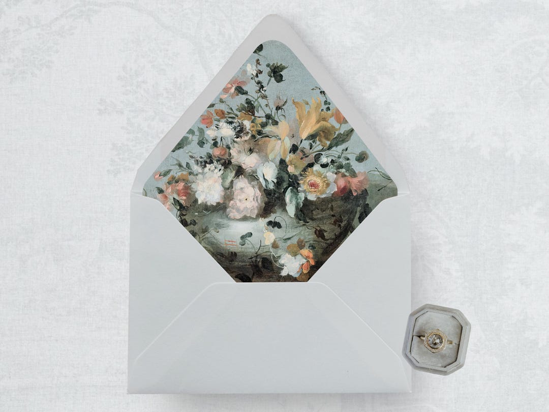 Blue Flower Bouquet Envelope Liner Template, Instant Download Printable ...