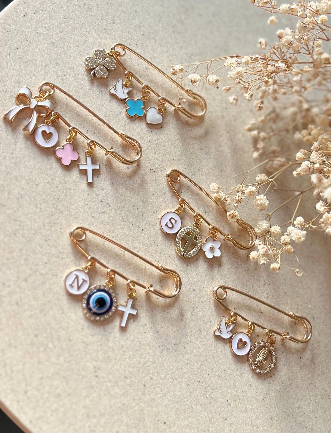 Personalized Baby Safety Pin Brooch: Christening Gift - Etsy Australia
