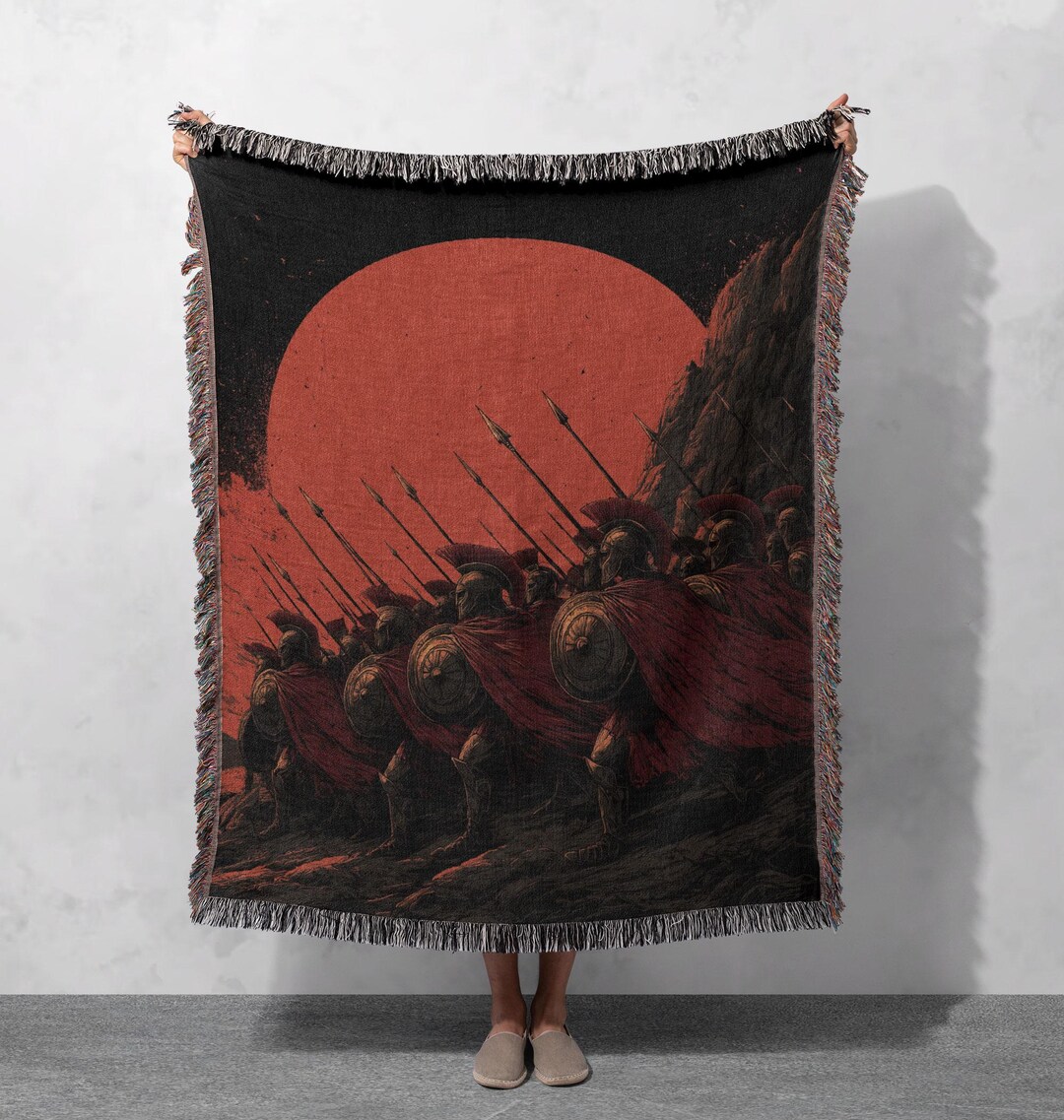 Spartan Warrior Woven Blanket 100% Cotton, Ancient Greece History Buff ...