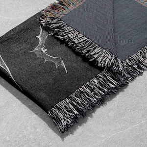 Gothic Cathedral Woven Blanket, 100% Cotton Black Tapestry, Haunted ...