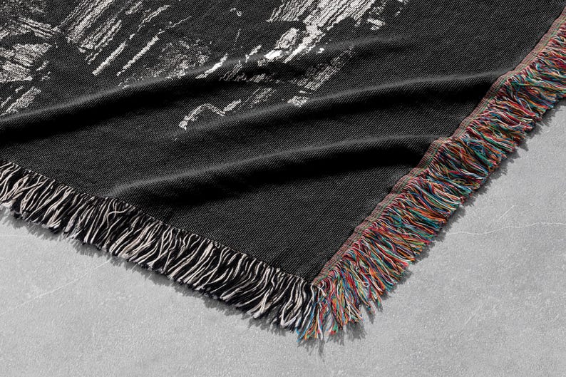 Gothic Cathedral Woven Blanket, 100% Cotton Black Tapestry, Haunted ...